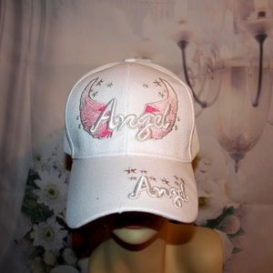 R Headwear | Accessories | Angel Hat White Embroidered Pink White Wings ...